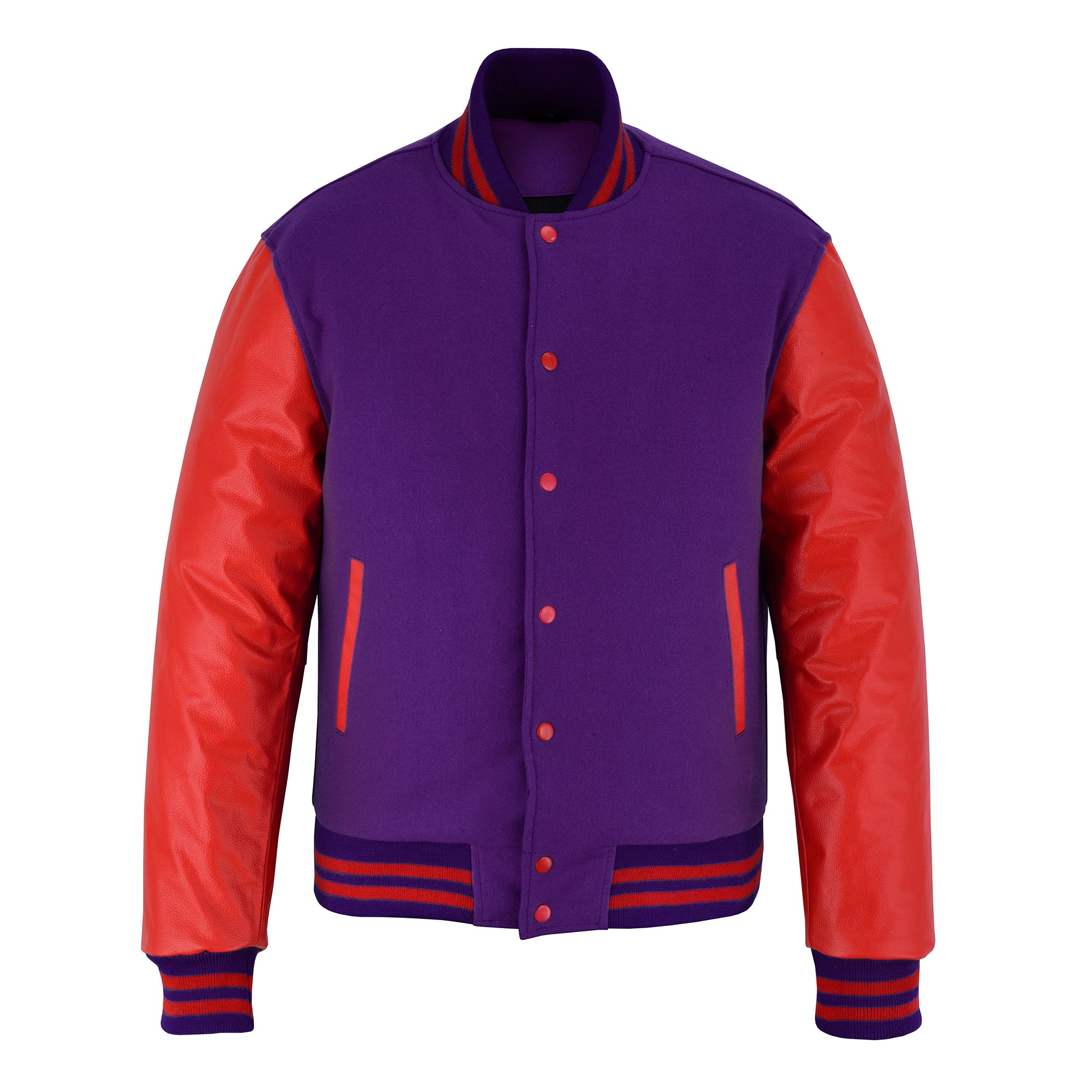 Classic Varsity Letterman Jacket Purple Wool with Red Sleeve and trims ...