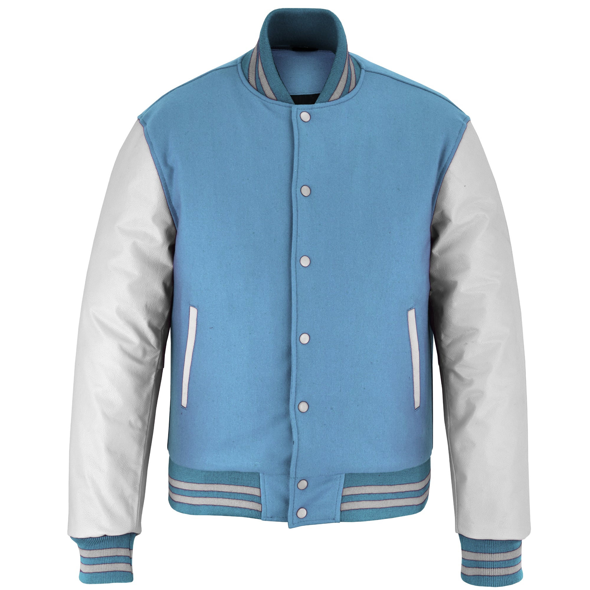 Classic Varsity Letterman Jacket Sky Blue Wool with White Sleeves ...