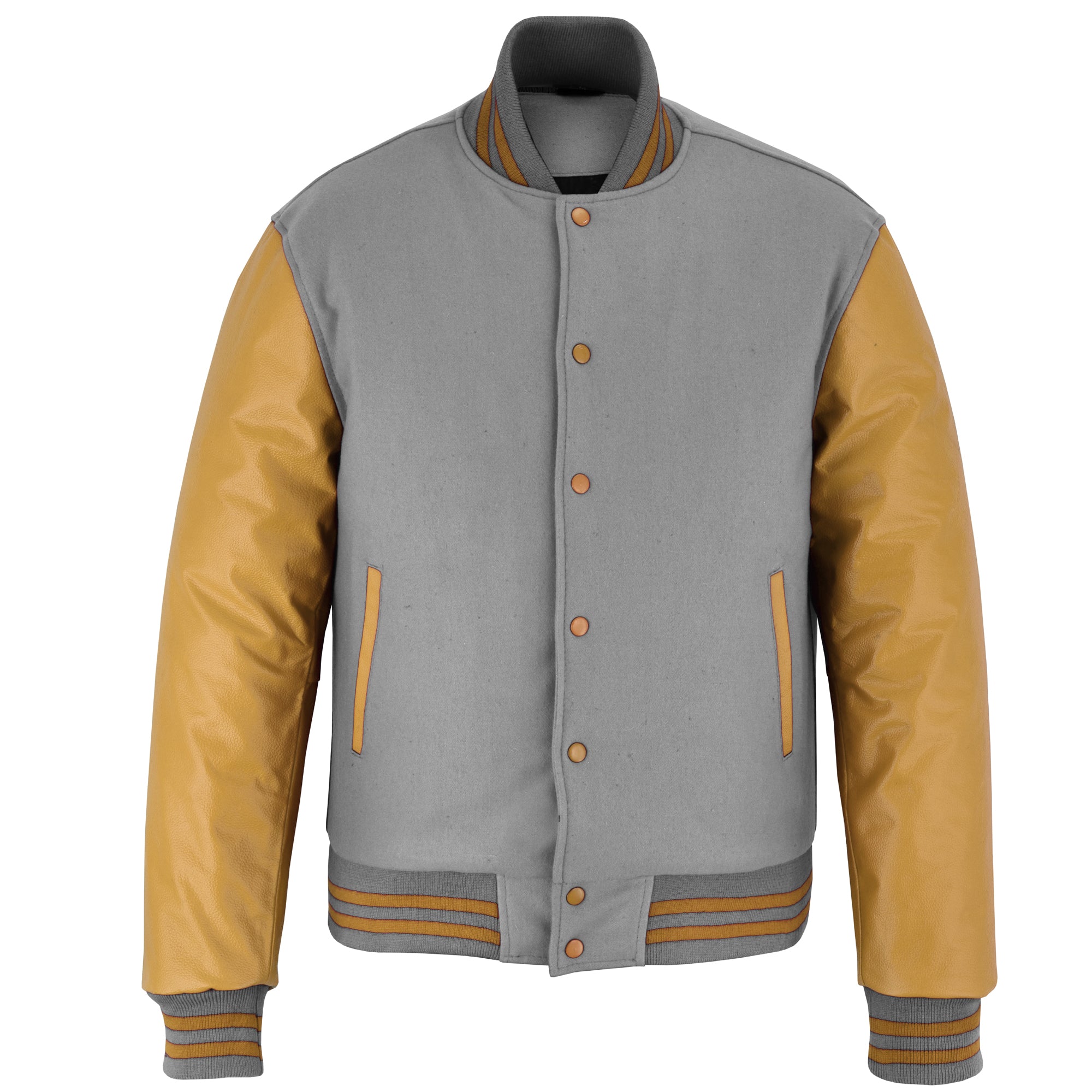 Classic Varsity Letterman Jacket Light Grey Wool with Dark Cream ...