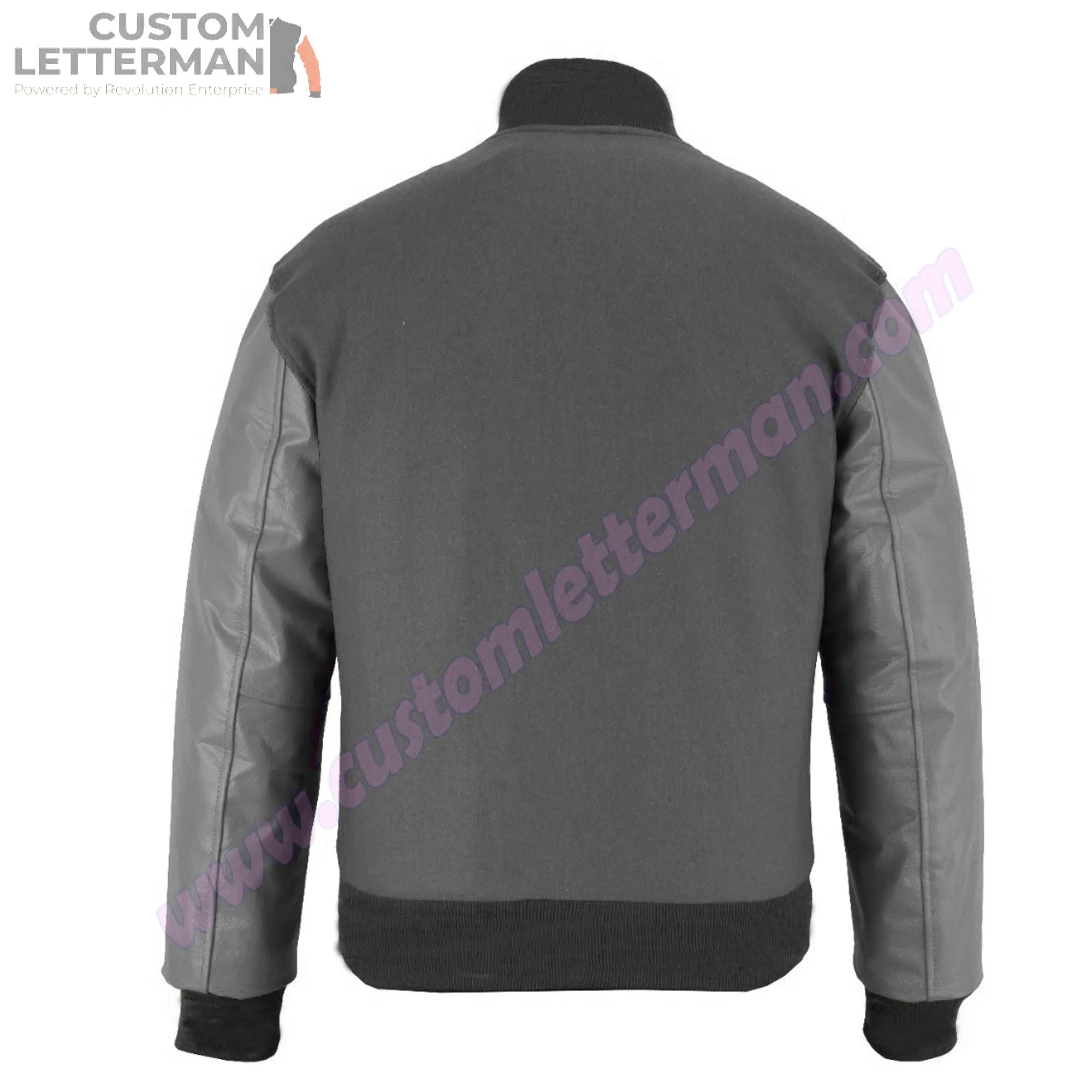 Classic Varsity Letterman Jacket Dark Gray Wool with Gray Sleeves ...